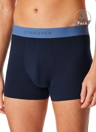 Schiesser Herren Trunks blau Baumwolle gestreift