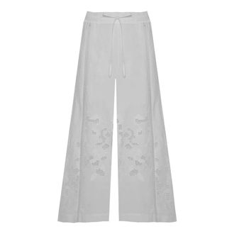Beatrice .B Femme, Pantalons, Blanc, Taille: 40 FR Pantalon large avec broderies