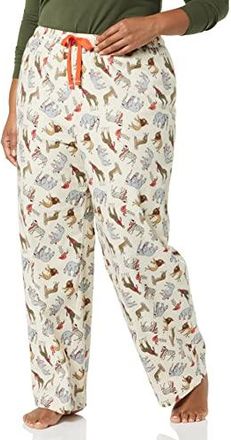 Amazon Essentials Pantalon De Pyjama En Flanelle - couleurs abandonnées Femme, Beige Clair Animaux en Fête, XXS