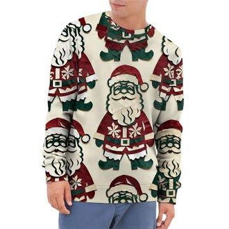 Generic Pull à col rond pour homme - T-shirt à manches longues - Col rond - T-shirt dhiver, beige, XXL