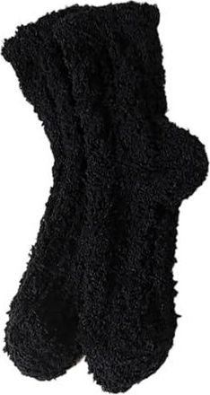 Generic Chaussettes en peluche de couleur unie pour femme - Hiver - Mignon - &Eacute;pais - Pour dormir - Chaussettes en peluche - Chaussettes noires pour femme - 39