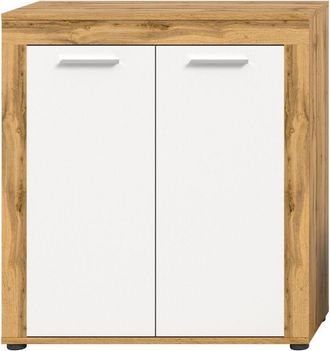 Calicosy Highboard mit 2 Türen weiß und Wotan-Eiche B80 cm - AOSTA