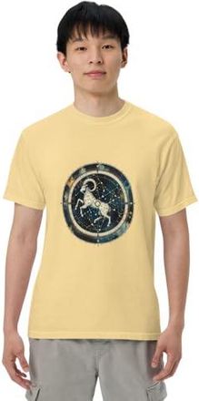 Generic T-shirt avec signe du zodiaque Capricorne, t-shirt vintage carte astronomique, t-shirt &eacute;pais unisexe teint en v&ecirc;tement, Beurre, Taille L