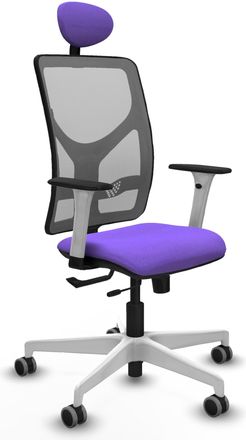 Piqueras y Crespo Moderner B&uuml;rostuhl mit wei&szlig;en und schwarzen Armlehnen, h&ouml;henverstellbarer Lendenwirbelst&uuml;tze und festem Kopfteil, ausgestattet mit Syncro/Traslack. Gr