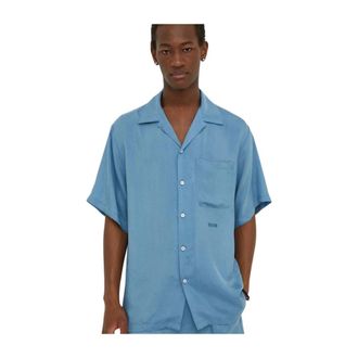 Msgm Msgm - Chemise Bowling en Cupro - Homme - Chemises - Bleu - Taille: XL