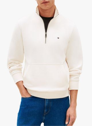 Tommy Hilfiger Pull droit &agrave; col montant zipp&eacute; en coton
