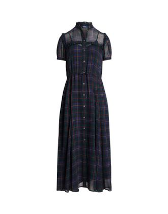 Ralph Lauren Ruffle-Trim Plaid Dress