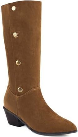 Generic Bottes montantes pour femme avec boutons d&eacute;coratifs et bout pointu et talons blocs durables pour f&ecirc;te, soir&eacute;e, chaussures d&eacute;contract&eacute;es, marron, 37.5 