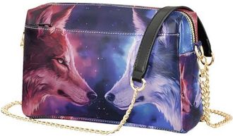 Mnsruu Sacs à bandoulière pour femme, sac à main en cuir motif loup D