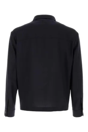 HUGO BOSS Mens Navy Blue Wool Shirt Darkblue Exterior: Virgin Giubbini Jacket