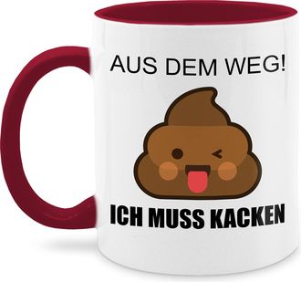 Shirtracer Tasse Tassen 325ml - Statement - Aus dem Weg Ich muss kacken - Ich muss Schei&szlig;en Lustiges Witziges Fun Geschenk - 325 ml - Bordeauxrot - kaffetassen s