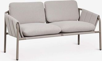 Sklum Zunika 2-Sitzer Garten-Sofa, gepolstert und aus Stahl Moka Braun