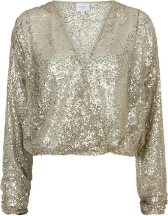 Dante6 Femme, Blouses et Chemises, Vert, Taille: 40 FR Haut cache-coeur à paillettes Sunlit Green