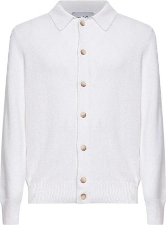 D4.0 Homme, Pulls, Blanc, Taille: XL Gilet en maille &agrave; col boutonn&eacute;