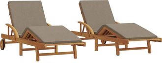 vidaXL Vidaxl - Sonnenliege 2 pcs Taupe 200 x 67 x 84cm Massivholz Akazie