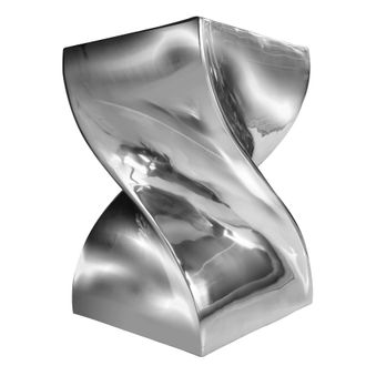 Invicta Interior Skulpturaler Beistelltisch Twist - 45cm - Silber Aluminium poliert - Handmade Sitzhocker Couchtisch