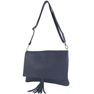 modamoda.de T241 - ital. Leder Clutch Umhängetasche Medium, Farbe:Saphirblau