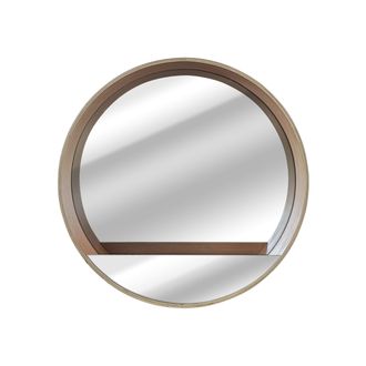 Inspire Runder Spiegel NORDIK TABLETO - Ø 56 cm - Hängespiegel - Metall - Holz - Beige