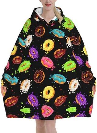 Generic Couverture &agrave; capuche surdimensionn&eacute;e en forme de donut pour hommes, adolescents, femmes, en polaire sherpa