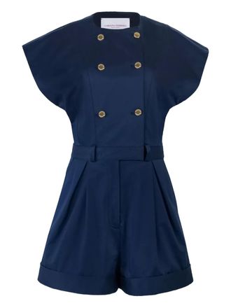 Carolina Herrera barboteuse crois&eacute;e &agrave; ceinture - Bleu