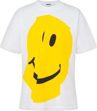 Moschino Femme, Tops, Multicolore, Taille: 44 FR T-shirt Smiley en jersey de coton