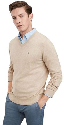 Tommy Hilfiger Herren-Pullover mit V-Ausschnitt aus der Kollektion 2025, Tan Heather, L