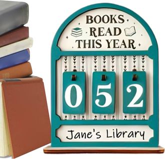 Generic Books Read This Year Counter, Book Counter Sign for Reading Goal Display, Reading-Tracker Sign for Home Library Decoration, Book Suncatcher Bookshelf 