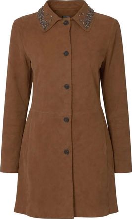 Ermanno Scervino Femme, Manteaux, Brun, Taille: 38 FR Mfb27 Camoscio Cappotto
