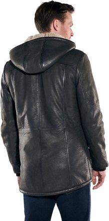 Engbers Lederjacke Herren Lederparka mit Teddyf&uuml;tterung, Anthrazit