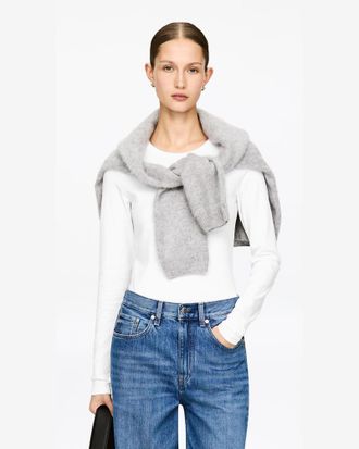 Arket Langarmshirt Aus Stretch-Baumwolle -Wei&szlig;