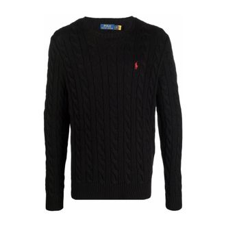 Polo Ralph Lauren Schwarzer Bestickter Pullover mit Polo Pony - - Knitwear - Herren - Schwarzk - 2XL