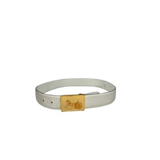 Celine Ceinture en cuir Celine doccasion avec logo vintage Carriage - Femme - Pre-owned - Blanc - Taille: ONE Size