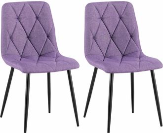 Clp Esszimmerstuhl 2er Set Clairton, Küchenstuhl gepolstert mit gestepptem Bezug, mit schwarzem Metallgestell, bis 150 kg belastbar, Farbe:lila, Material: