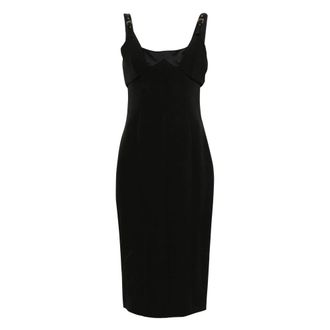 Versace Jeans Couture Schwarzes Barock-Schnallen-Midi-Kleid - - Dresses - Damen - Schwarzk - XS