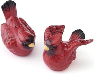 Fitz and Floyd Weihnachtsstern Holiday Cardinal Salz- und Pfefferstreuer, roter Vogel, f&uuml;r saisonale Tische, 7,6 cm und 8,3 cm