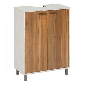 PEGANE Meuble sous lavabo de Salle de Bain avec 2 portes, Coloris marron/blanc - Longueur 60 x Profondeur 30 x Hauteur 80 cm
