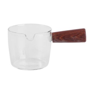 Aboofan Verdickte 75 ml Kaffeetasse mit Holzgriff Hitzebest&auml;ndiger Borosilikatglas Messbecher f&uuml;r Espresso und Milchaufsch&auml;umen Lebensmittelecht und Sp&uuml;lmasch