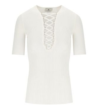 Elisabetta Franchi TOP EN TRICOT IVOIRE ELISABETTA FRANCHI