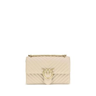 Pinko Love One Classic Leder Schultertasche - - Bags - Damen - Beige - ONE SIZE