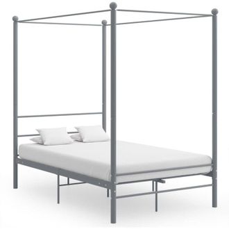 vidaXL Cadre de lit &agrave; baldaquin sans matelas gris m&eacute;tal 120x200 cm Vidaxl