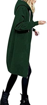 Generic Vestes &agrave; capuche pour femmes, manteau dautomne et dhiver, poches chaudes, cordon de serrage, fermeture &eacute;clair, cardigan long &agrave; capuche, haut dext&eacute;rieu