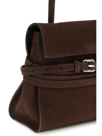 Moschino Womens Handbag Nubuck Chocolate Leather Shoulder Bags