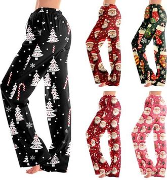 Generic HUIFUAO Pantalon de pyjama de No&euml;l unisexe pour homme et femme - Motif flocon de neige amusant - Motif sapin de No&euml;l - Pantalon de pyjama assorti - Gr