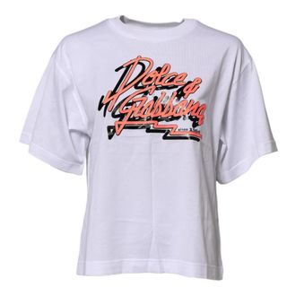 Dolce & Gabbana T-Shirt mit Grafikprint und Rundhalsausschnitt - - Tops - Damen - Wei&szlig; - 2XS