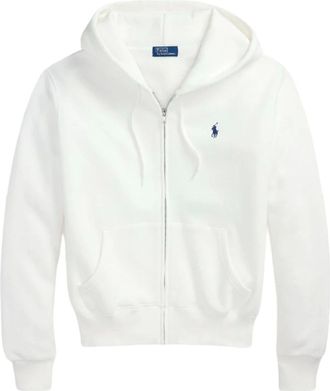 Polo Ralph Lauren Femme, Sweatshirts et sweats &agrave; capuche, Blanc, Taille: 36 FR Veste &agrave; capuche zipp&eacute;e int&eacute;grale double maille