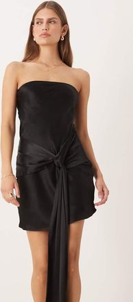 SNDYS Robe bandeau courte en satin avec liens crois&eacute;s - Noirs