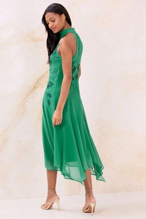 Lipsy Midikleid Lipsy Midikleid mit Neckholder und Blumenstickerei (1-tlg)