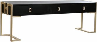 DKD Home Decor Holz Metallmetall Couchtisch 150x36x48 Holz schwarzes Metallmaterial Mehrfarbige Farbfamilie Niedrige Tische Details