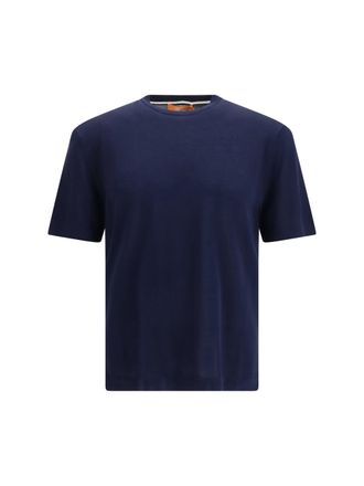 Cruna Mens Cotton Knitted T-Shirt Navy T-Shirts And Polos
