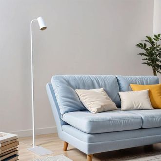Licht-Erlebnisse Licht-erlebnisse - Stehleuchte Wohnzimmer Weiß 124 cm klein flexibel GU10 Metall Leselampe Stehlampe